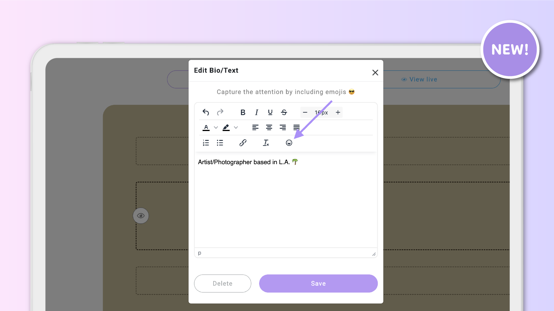 A smoother way to use emojis on Lnk.Bio texts